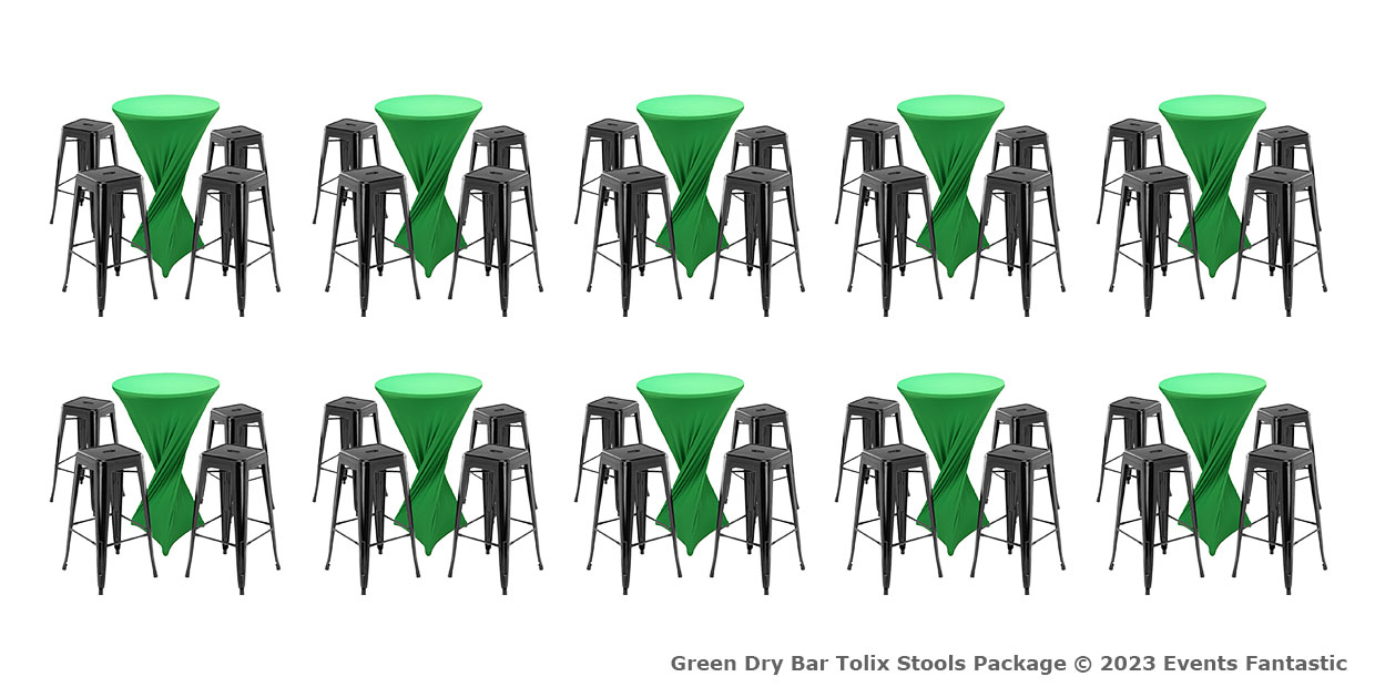 Elegant 10 Green Dry Bars with 40 Black Tolix Stools Package Perfect ...