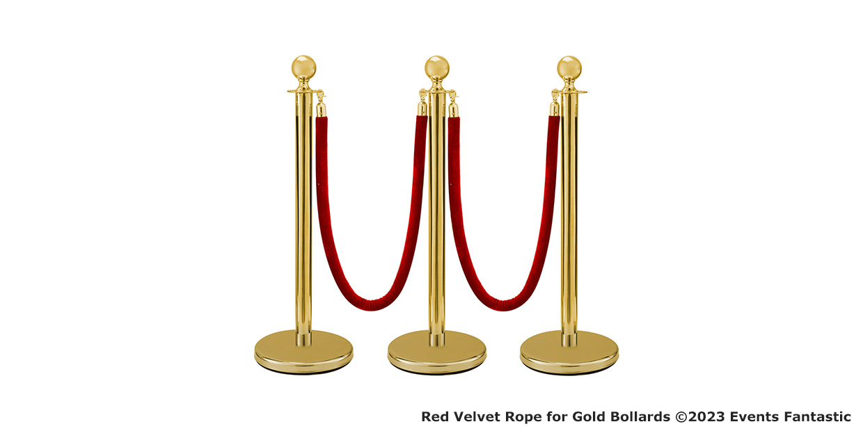 Red Velvet Rope for Gold Bollards For Hire ⋆ Events Fantastic Australia