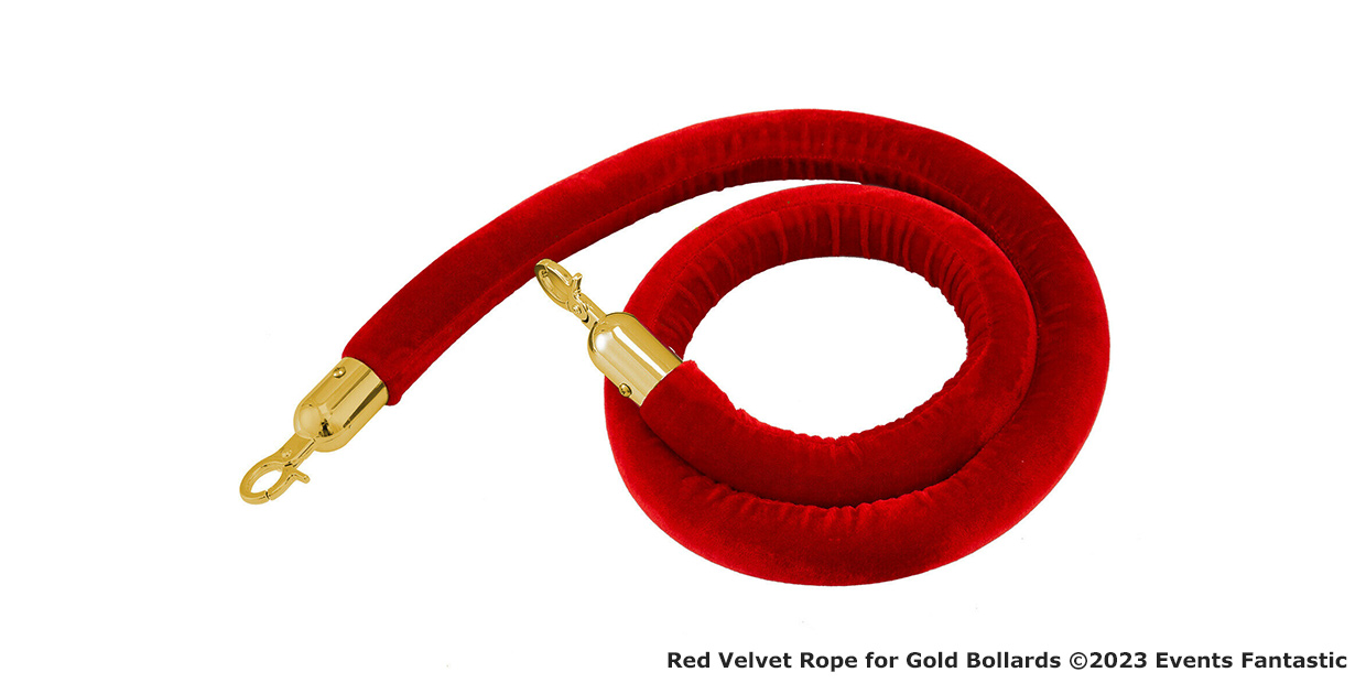 Red Velvet Rope for Gold Bollards For Hire ⋆ Events Fantastic Australia