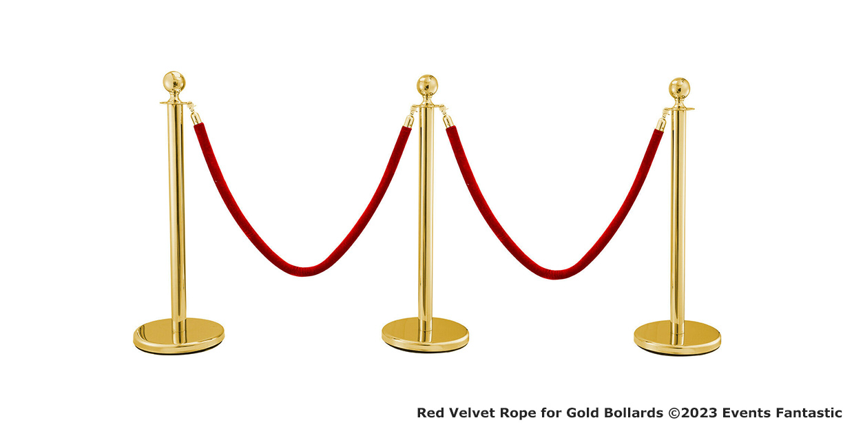 Red Velvet Rope for Gold Bollards For Hire ⋆ Events Fantastic Australia