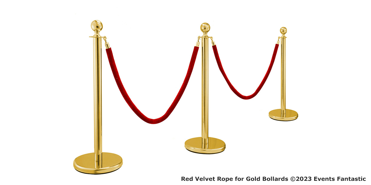 Red Velvet Rope for Gold Bollards For Hire ⋆ Events Fantastic Australia