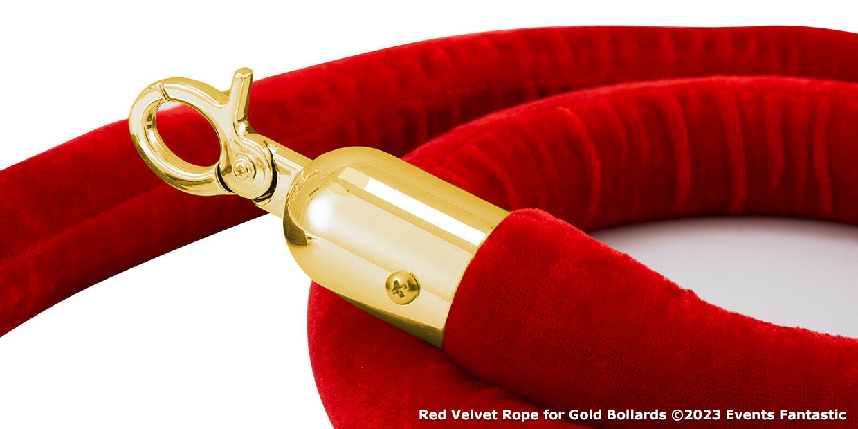 Red Velvet Rope for Gold Bollards For Hire ⋆ Events Fantastic Australia